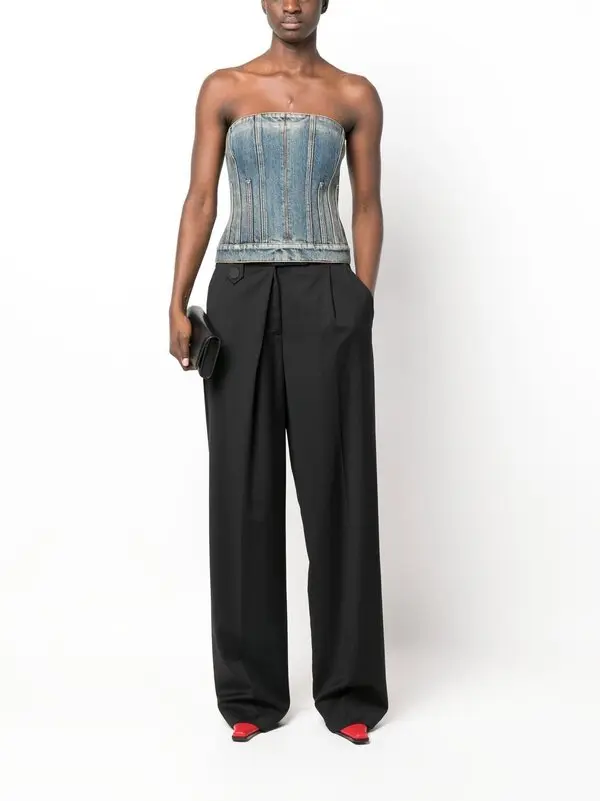 Alexander McQueen Strapless Denim Top