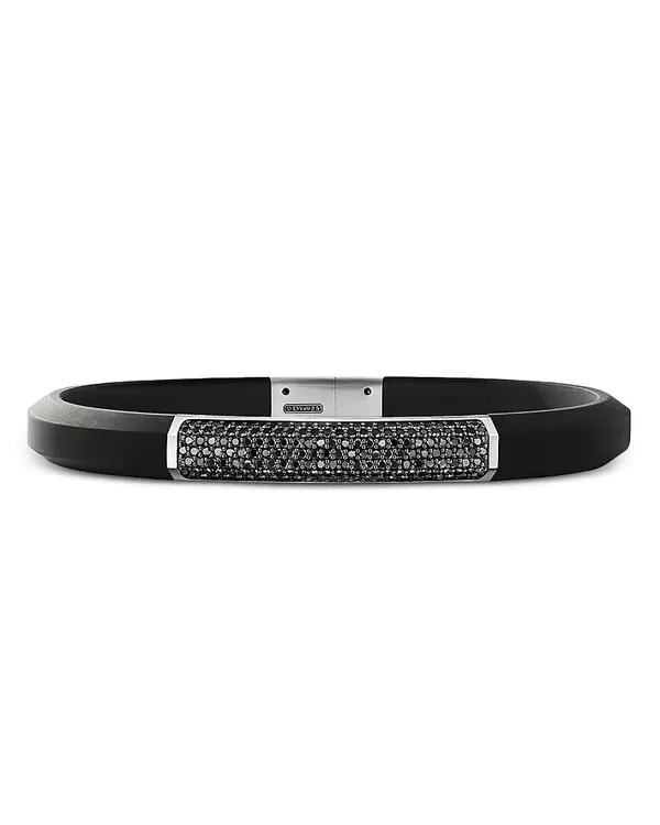 David Yurman Sterling Silver Streamline Diamond And Rubber Bracelet - Black