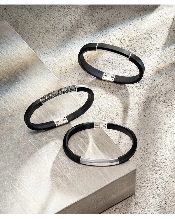 David Yurman Sterling Silver Streamline Diamond And Rubber Bracelet