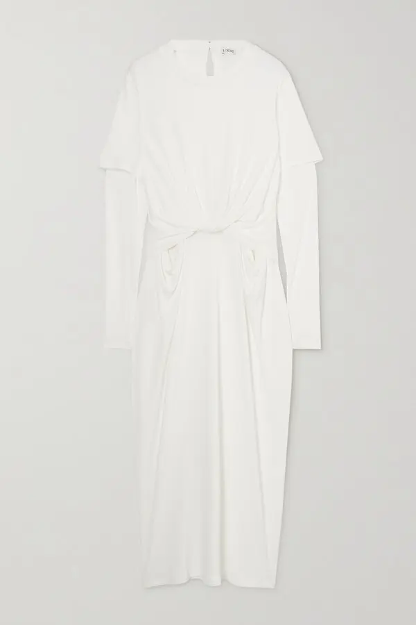 Loewe Draped Jersey Maxi Dress - White