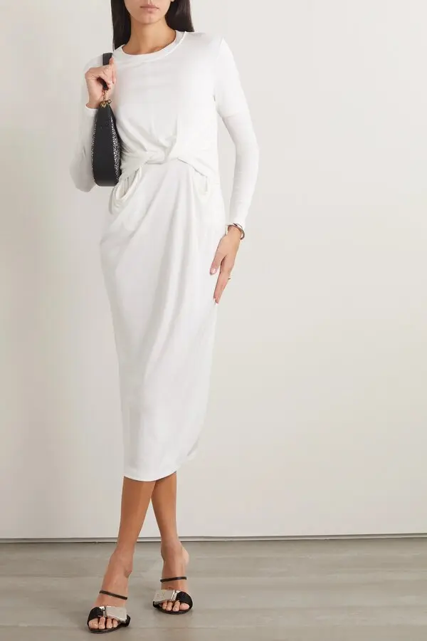Loewe Draped Jersey Maxi Dress - White