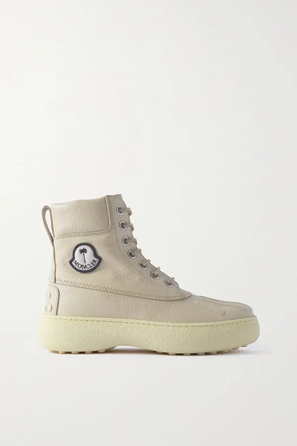 Moncler Palm Angels Textured-leather Ankle Boots