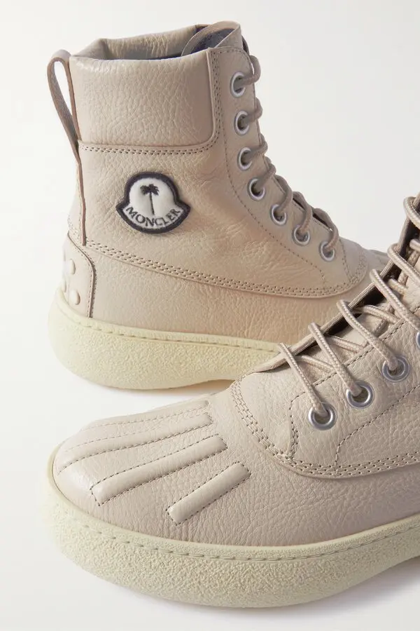 Moncler Palm Angels Textured-leather Ankle Boots