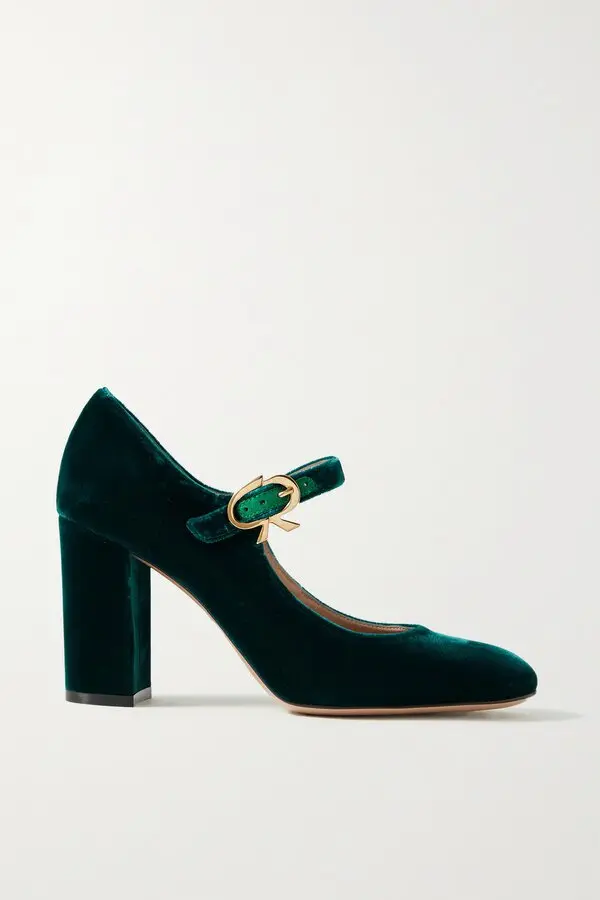 GIANVITO ROSSI 85 Velvet Mary Jane Pumps