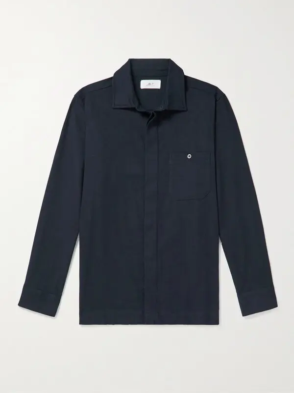 Mr P. Cotton-flannel Shirt Jacket - Blue