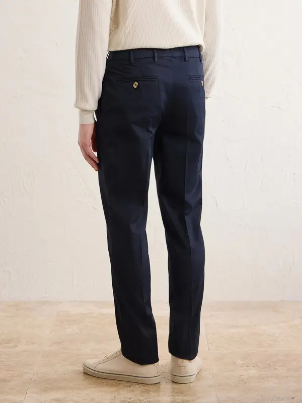 Brunello Cucinelli Slim-fit Stretch-cotton Gabardine Trousers - Blue