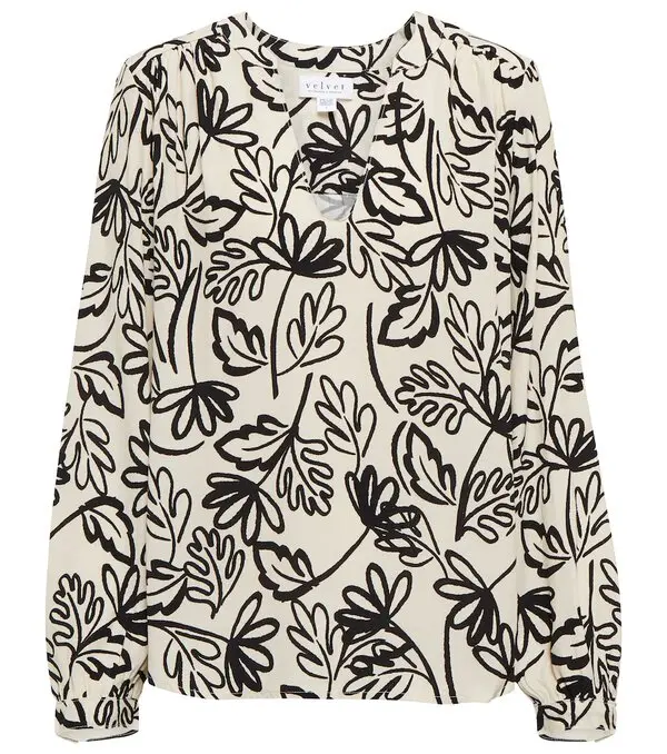 Velvet By Graham & Spencer Printed Crêpe Blouse