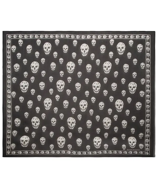 Alexander McQueen Printed Silk Scarf - White