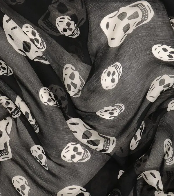 Alexander McQueen Skull Silk Scarf - White
