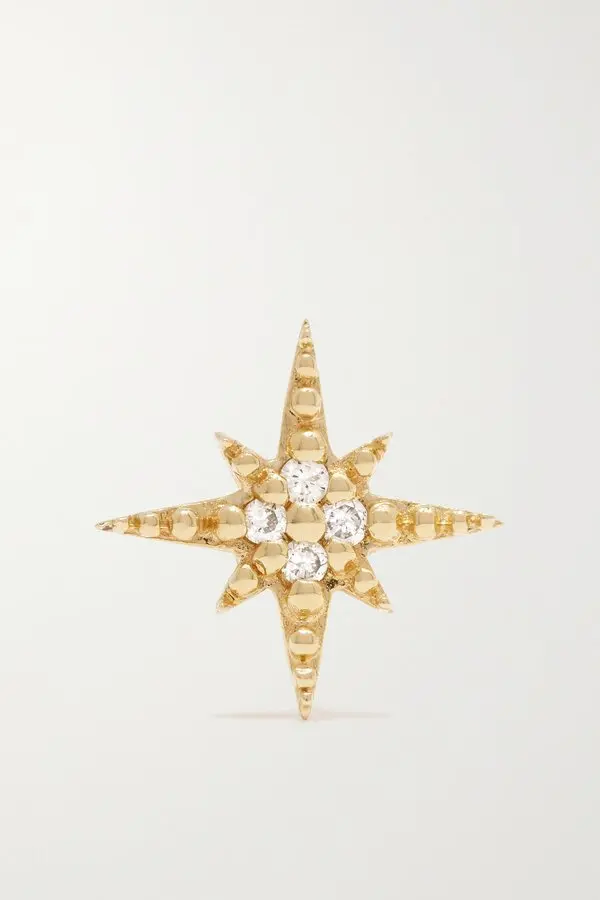 SYDNEY EVAN Mini Starburst 14-karat Diamond Single Earring - Gold