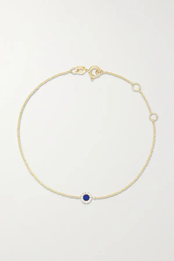 DIANE KORDAS 18-karat Gold, Lapis Lazuli, And Diamond Evil Eye Bracelet - Blue
