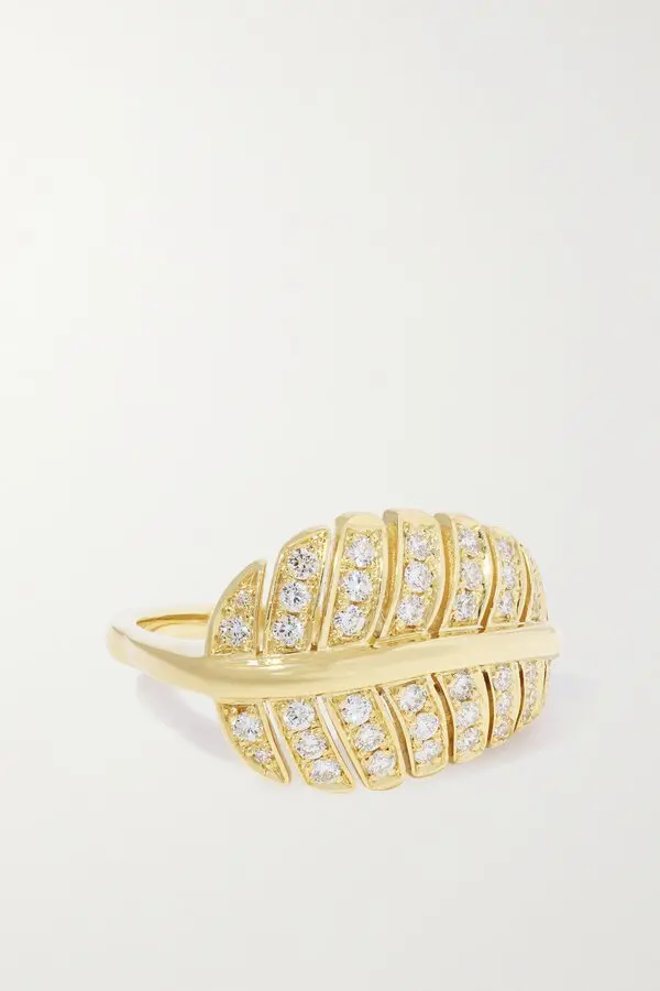 JENNIFER MEYER Small Leaf Diamond Ring