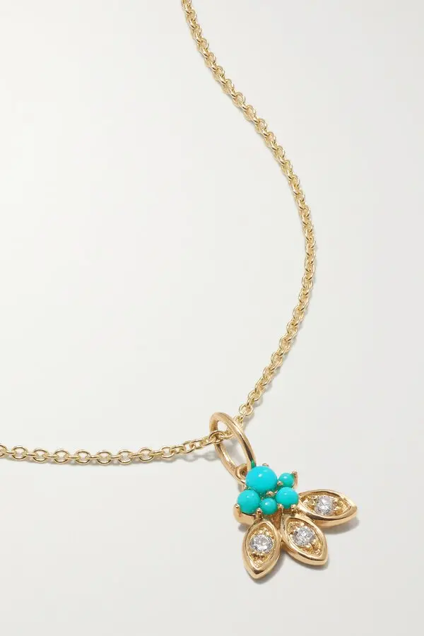 SYDNEY EVAN 14-karat Turquoise And Diamond Necklace - Gold