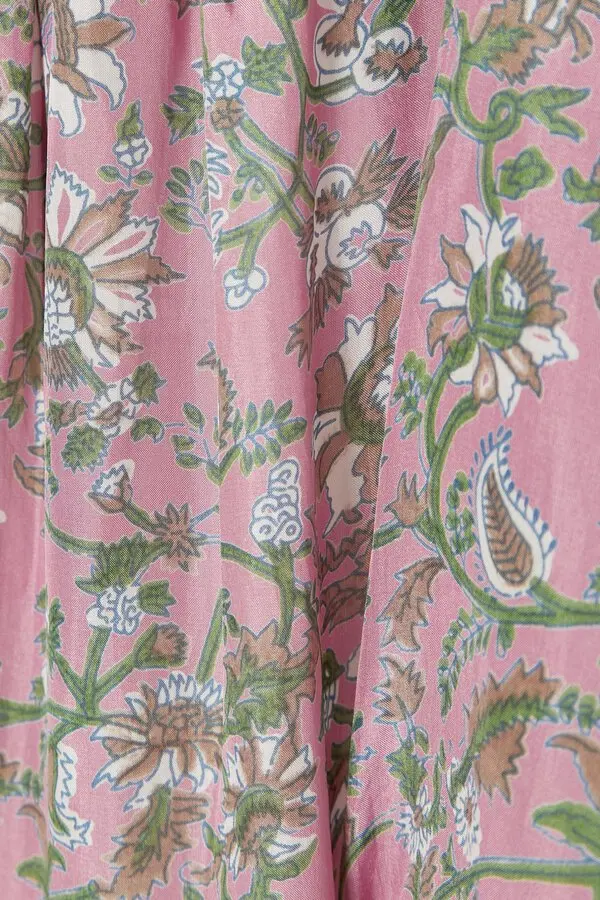 Hannah Artwear Carmen Open-back Tiered Floral-print Silk Midi Dress