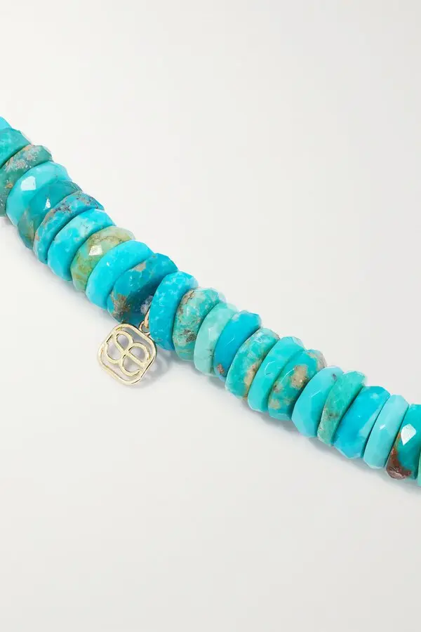 SYDNEY EVAN Arizona 14-karat Turquoise And Diamond Bracelet - Gold