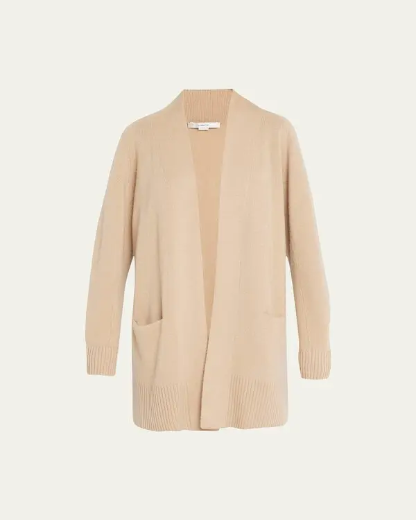 Vince Cashmere Shawl-collar Open-front Cardigan - Oatmeal