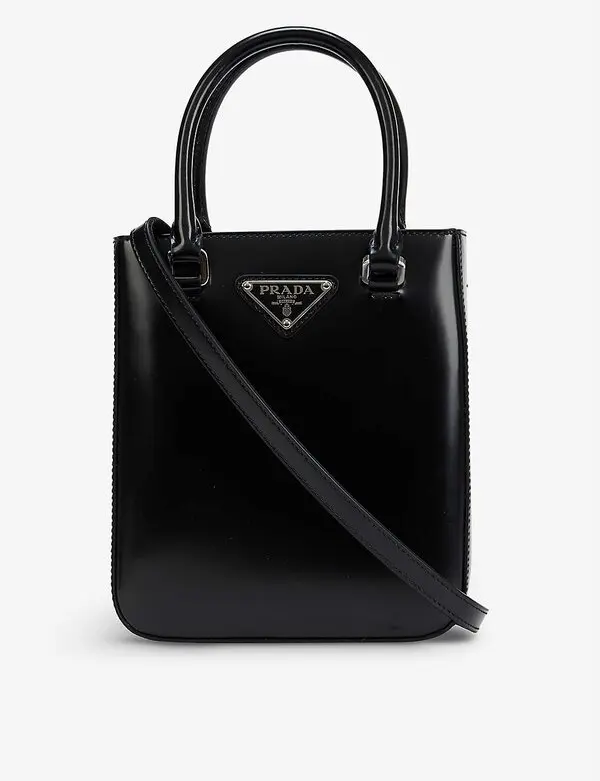 Prada Logo-embellished Leather Cross-body Bag