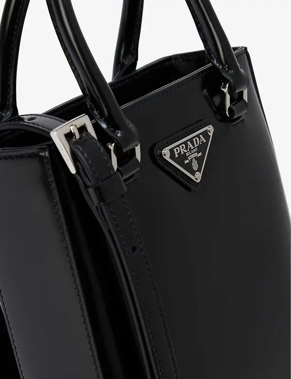 Prada Logo-embellished Leather Cross-body Bag