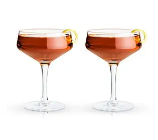 VISKI Set Of 2 Angled Crystal Coupe Glasses - One-color
