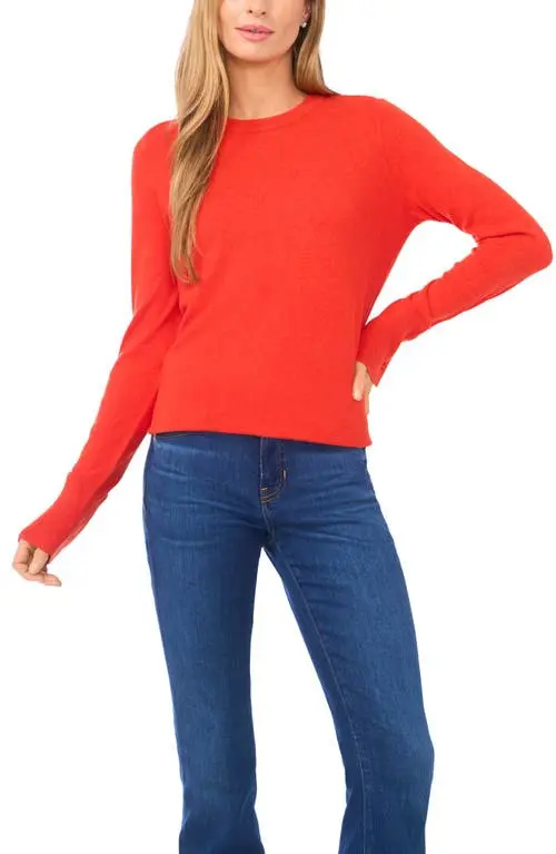 Halogen Button Cuff Crewneck Sweater - Poinciana