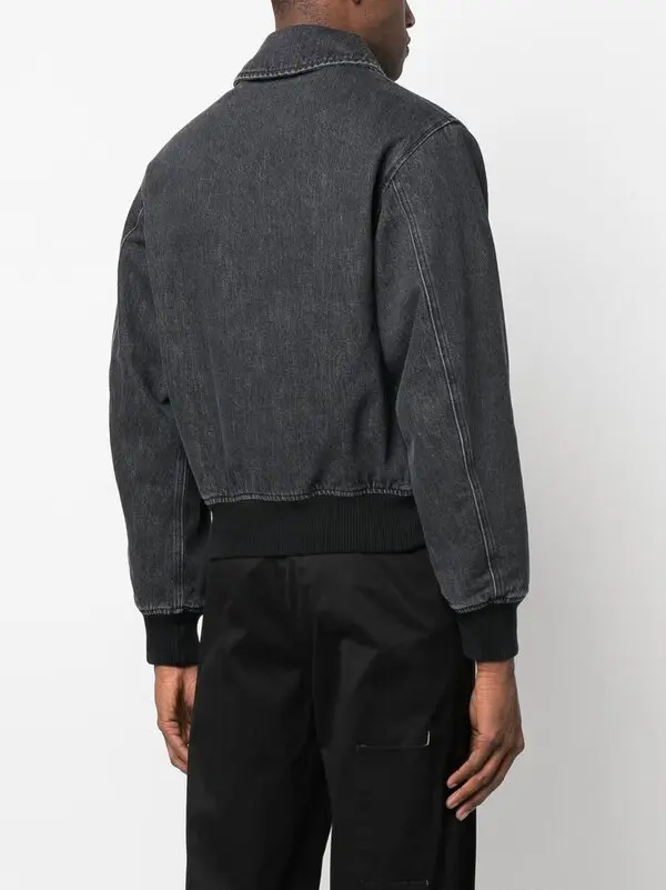 Stefan Cooke Monogram Denim Bomber Jacket In Black - 56% Off