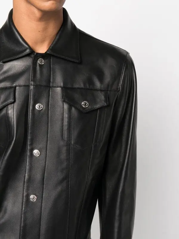 Dsquared2 Button-up Leather Shirt - Jet Black