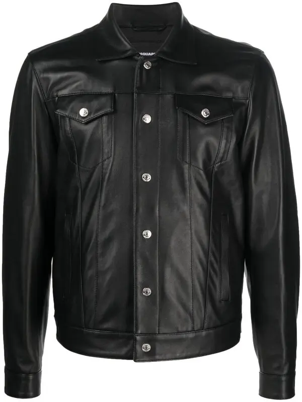 Dsquared2 Button-up Leather Shirt - Jet Black