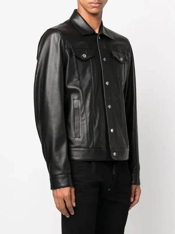 Dsquared2 Button-up Leather Shirt - Jet Black