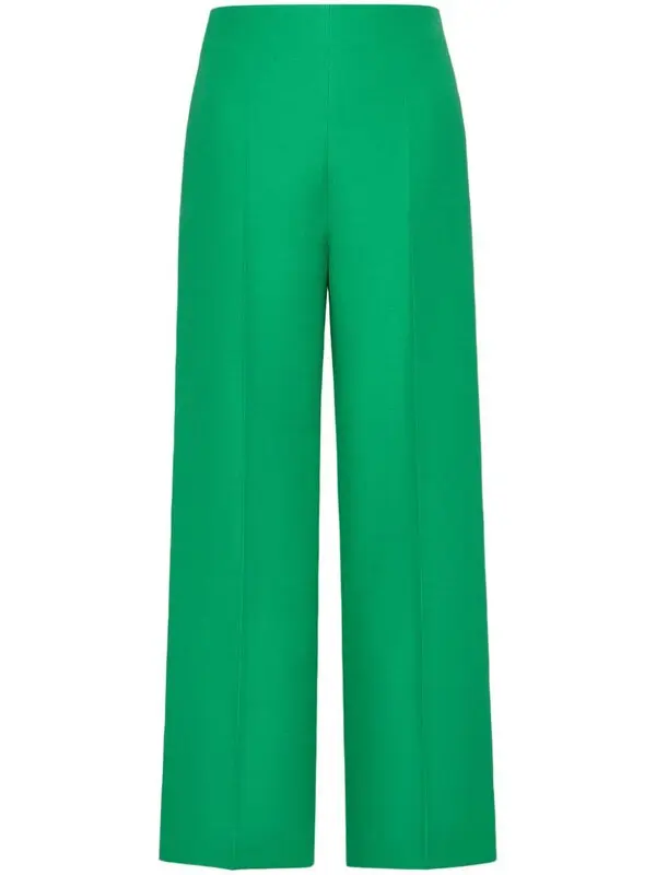 Valentino Garavani Wide-leg Wool-silk Trousers - Green