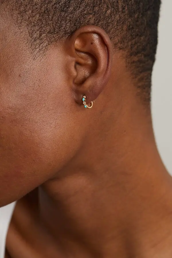 SYDNEY EVAN 14-karat Turquoise And Diamond Hoop Earrings