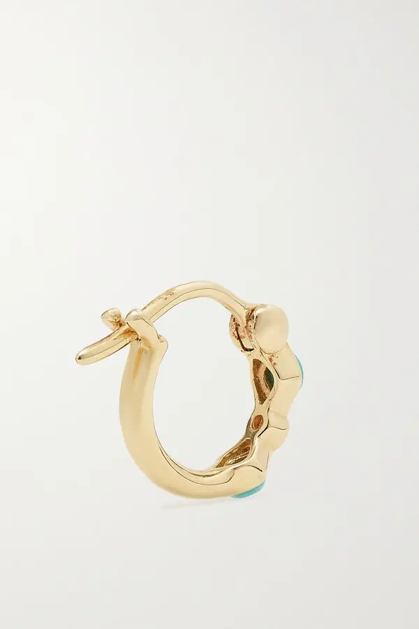 SYDNEY EVAN 14-karat Turquoise And Diamond Hoop Earrings