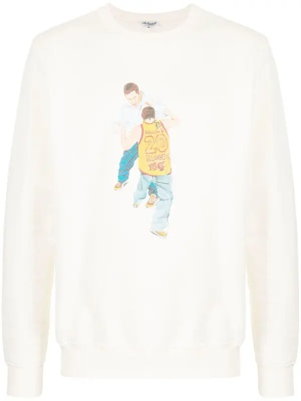 LEATHERSMITH OF LONDON Graphic-print Detail Sweatshirt - White