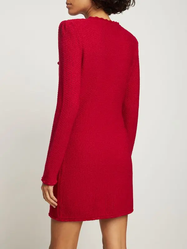 Self-Portrait MLange Wool Blend Knit Mini Dress - Red | Editorialist