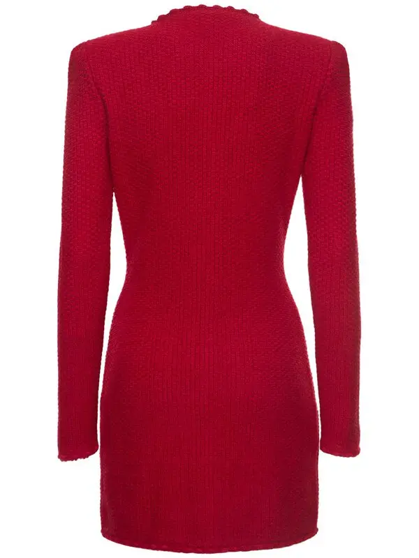 Self-Portrait MLange Wool Blend Knit Mini Dress - Red | Editorialist