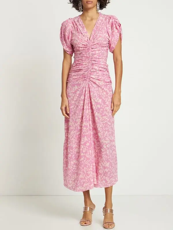 Isabel Marant Lilia Printed Stretch Silk Midi Dress