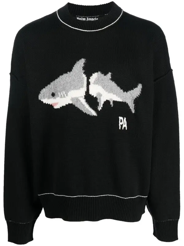 Palm Angels Embroidered Virgin Wool Jumper - Black