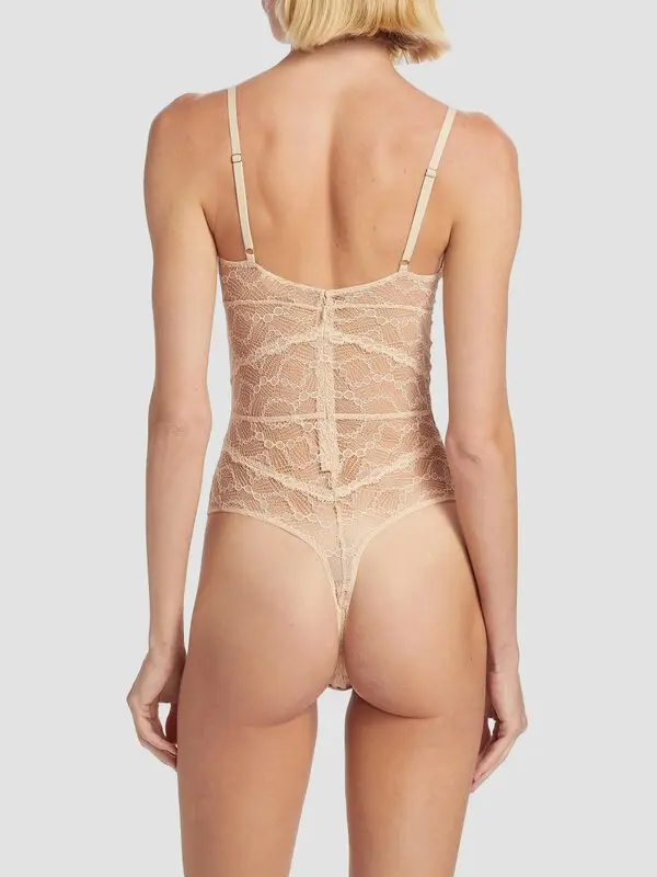 Kiki De Montparnasse Mon Cheri Sheer Lace Bodysuit - Blush