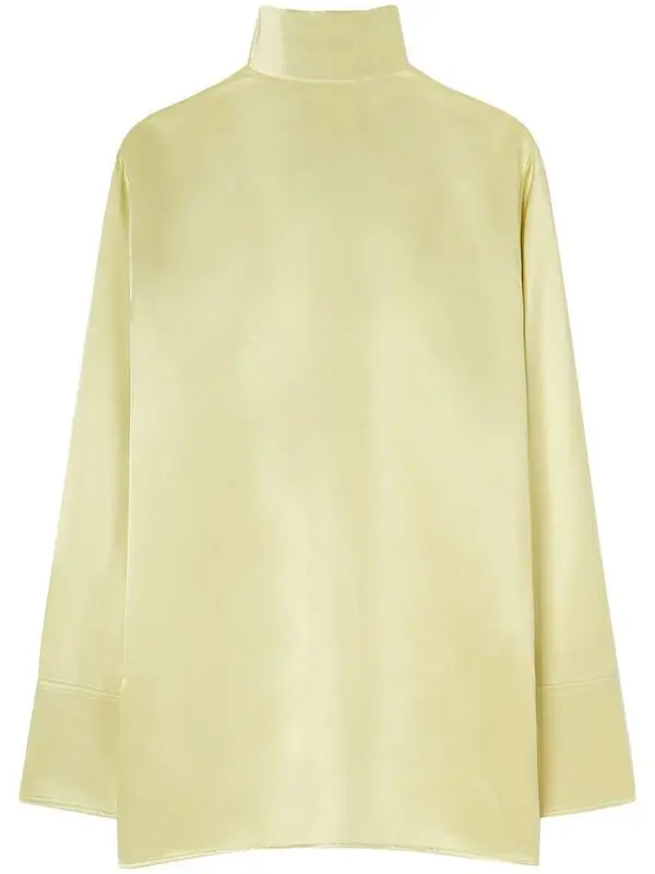 JIL SANDER Roll-neck Satin Blouse - Green