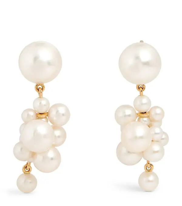 Sophie Bille Brahe Yellow And Pearl Botticelli Drop Earrings - Gold