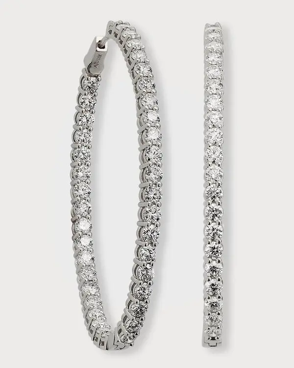 Neiman Marcus 18k Diamond Hoop Earrings - White Gold