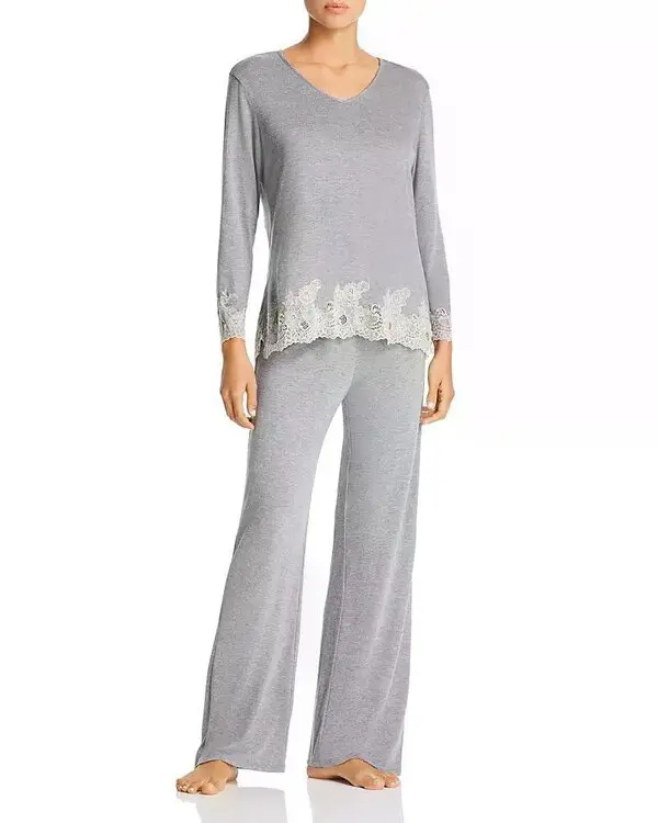 Natori Luxe Shangri-la Pajama Set - Heather Gray