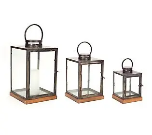 MELROSE International Wood And Metal Lantern - One-color