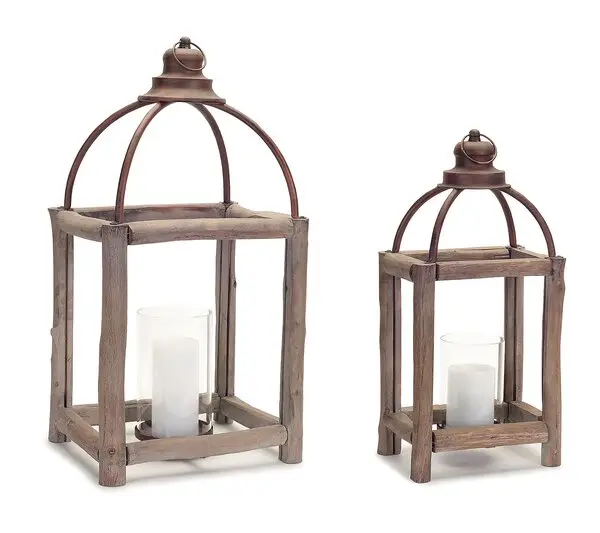 MELROSE International Wood And Metal Lantern - One-color