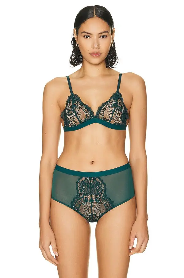Wolford Belle Fleur Triangle Bralette In Green - Emerald