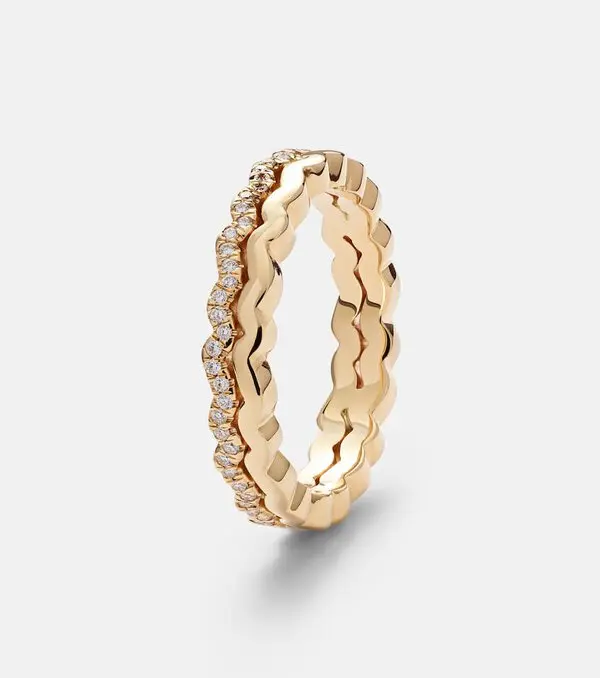 SUZANNE KALAN Mini Wave 18kt Ring With Diamonds
