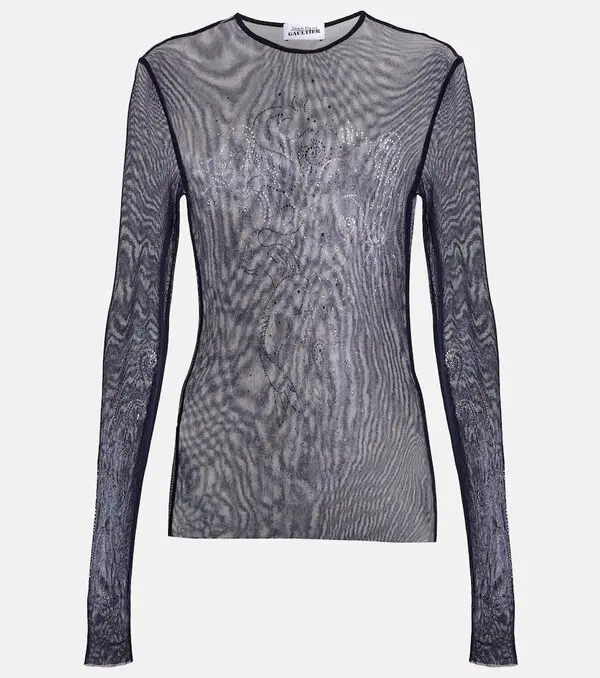 JEAN PAUL GAULTIER Crystal-embellished Mesh Top