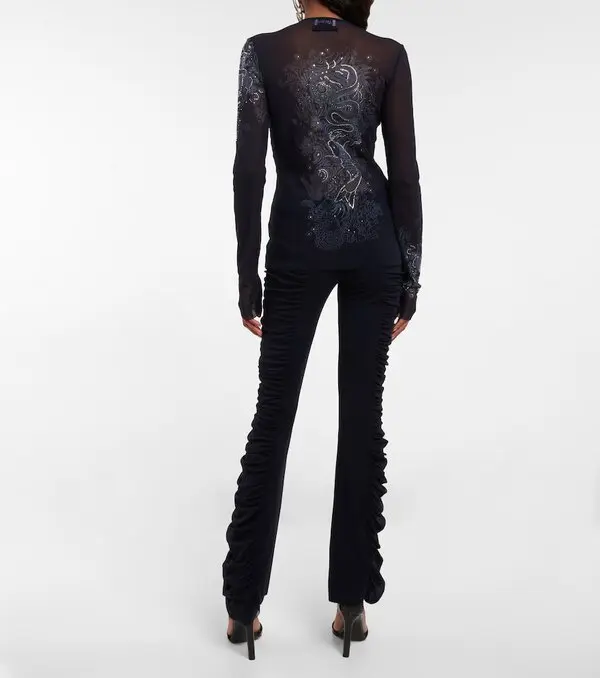 JEAN PAUL GAULTIER Crystal-embellished Mesh Top