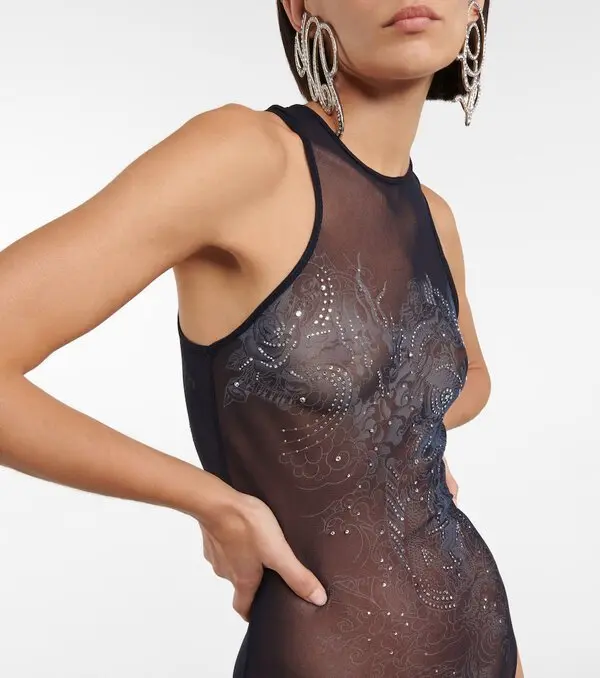 JEAN PAUL GAULTIER Embellished Printed Bodysuit