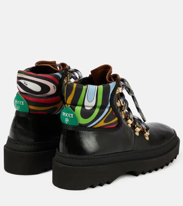 Emilio Pucci X Fusalp Printed Leather Ankle Boots