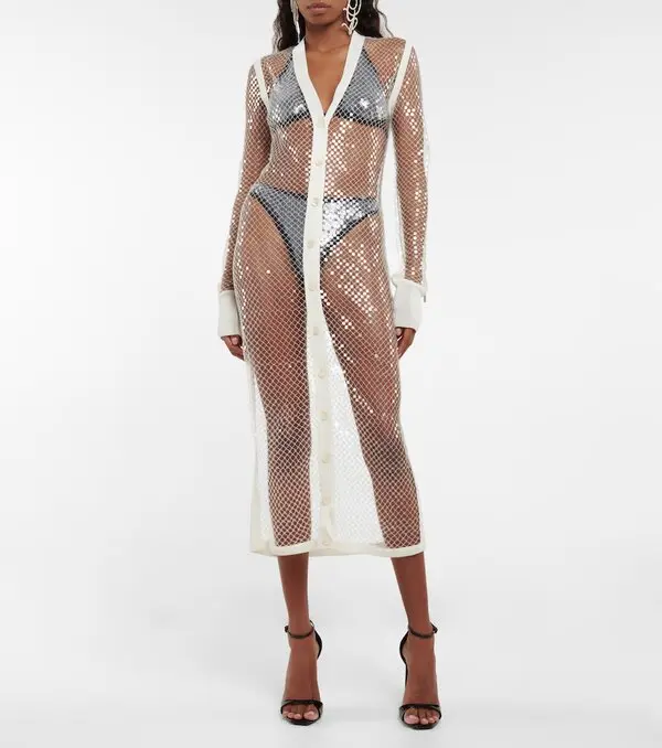 JEAN PAUL GAULTIER Sequined Net Midi Dress